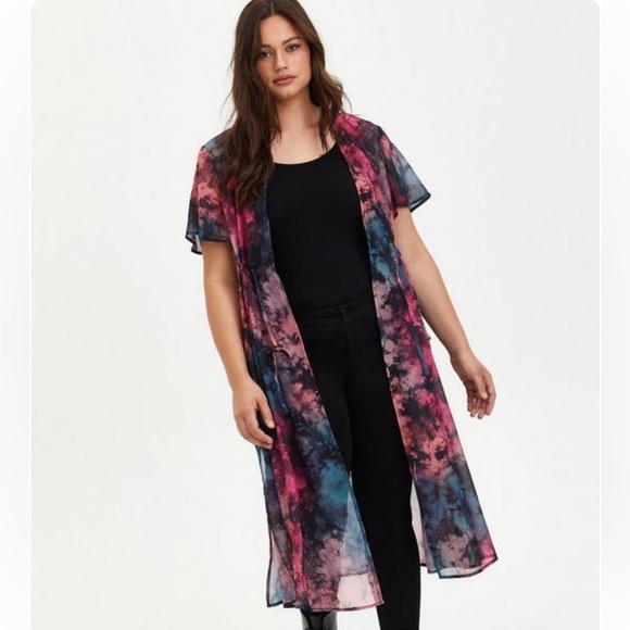 torrid | Tops | Torrid Tie Dye Chiffon Kimono | Poshmark